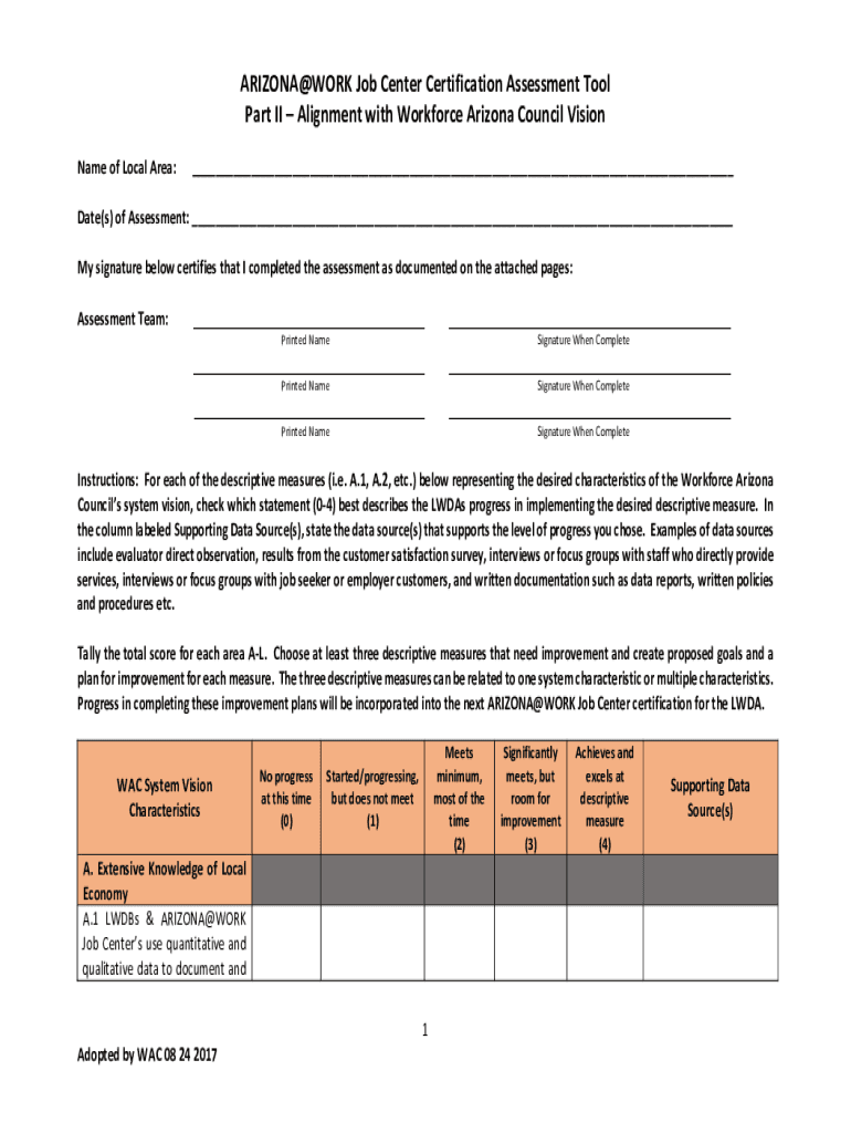 Fillable Online Alignment with Workforce Arizona Council Vision Fax ...