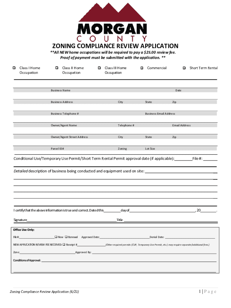 Fillable Online ZONING COMPLIANCE REVIEW APPLICATION Fax Email Print ...