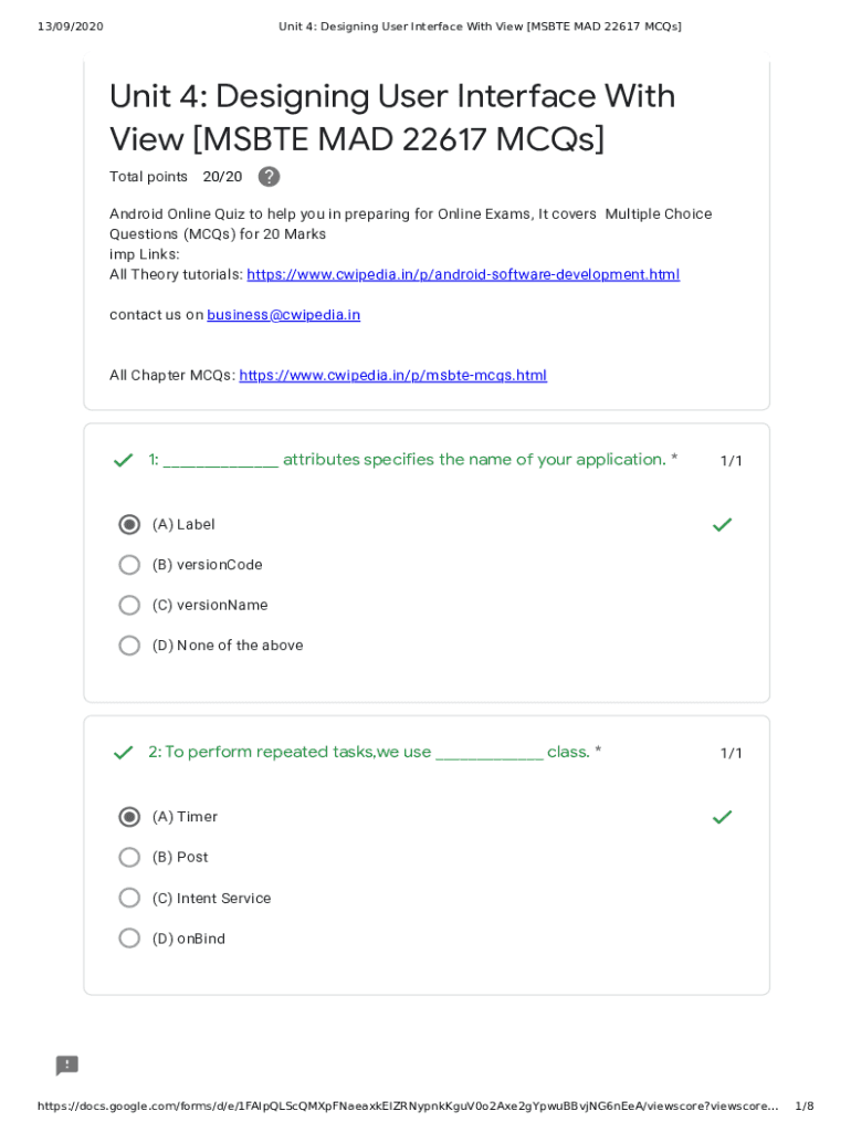 Fillable Online Unit 4: Designing User Inte ace With View MSBTE MAD 22617 MCQs Fax Email Print ...