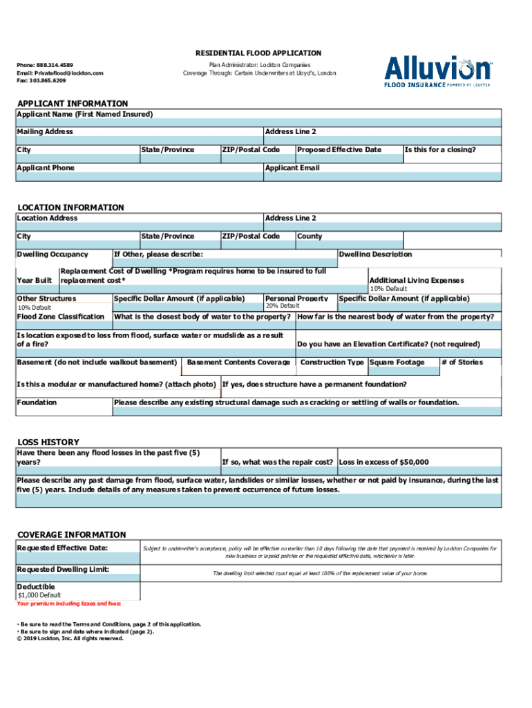 Fillable Online COMMERCIAL FLOOD APPLICATION Fax Email Print - pdfFiller