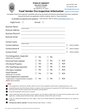 Fillable Online Food Vendor Fire Inspection Information Fax Email Print ...