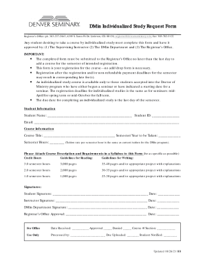 Fillable Online DMin Individualized Study Request Form Fax Email Print ...