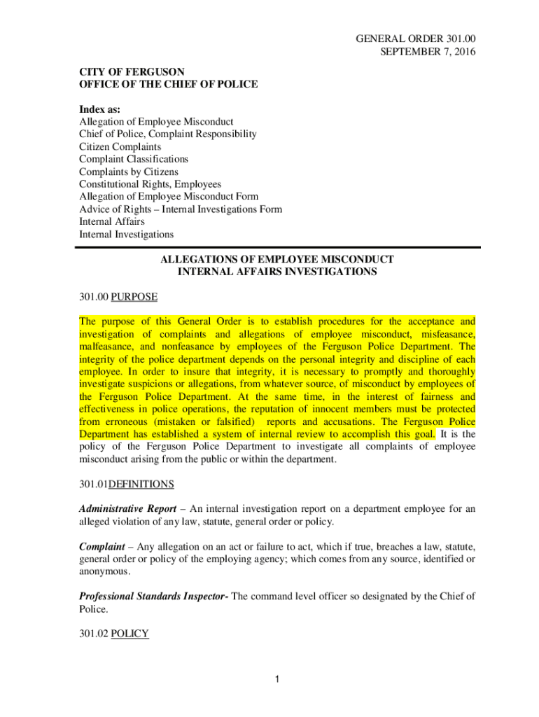 Fillable Online Ferguson Police Department General Order Fax Email ...
