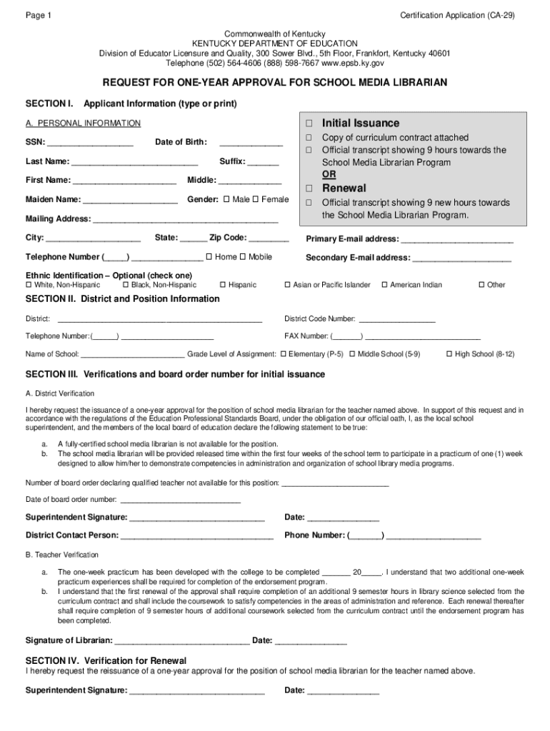 Fillable Online CERT: Pathways to Certification in Kentucky Fax Email ...