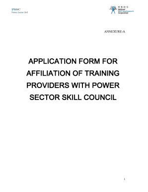 Fillable Online Application Form for Affiliation of Training Provider ...