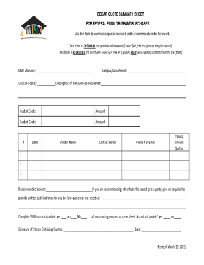 Fillable Online verbal/written quote summary sheet Fax Email Print ...
