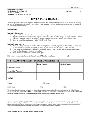 Fillable Online inventory report - Agricultural Marketing Service Fax ...