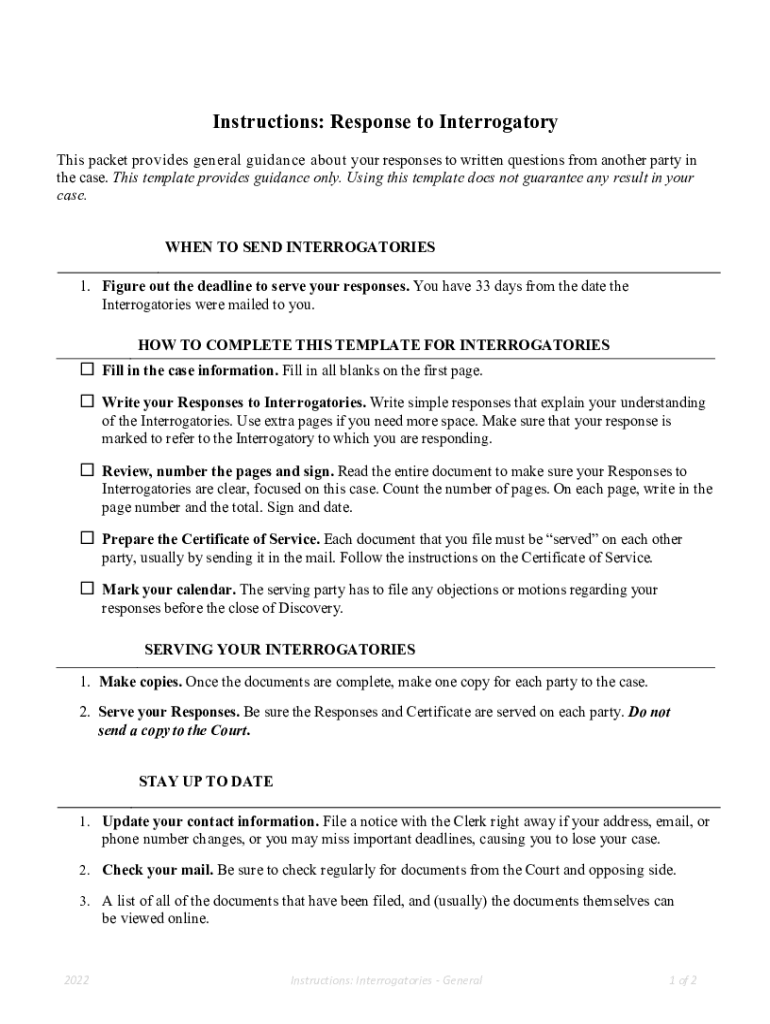 Interrogatories Response Template - Blank Fillable Template | Fill Out ...