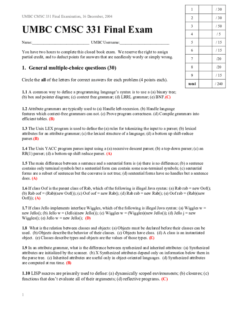 Fillable Online cmsc331-sample-final-exam-with-answers 1 .pdf Fax Email ...