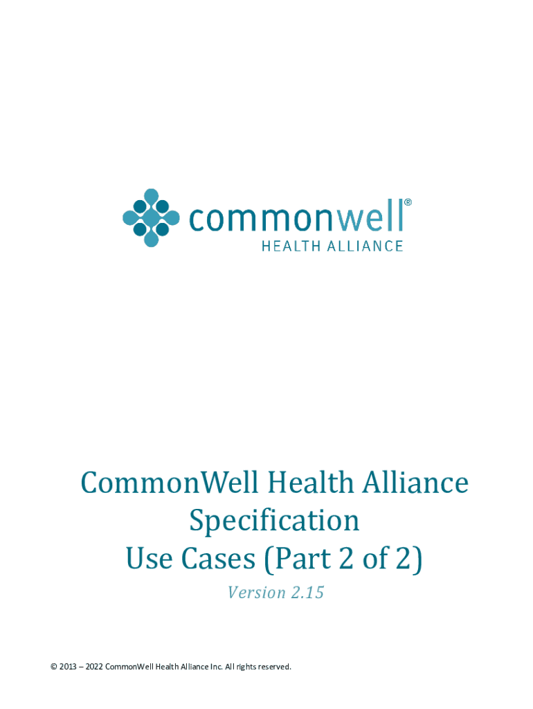 Fillable Online CommonWell Health Alliance Specification Services (Part ...