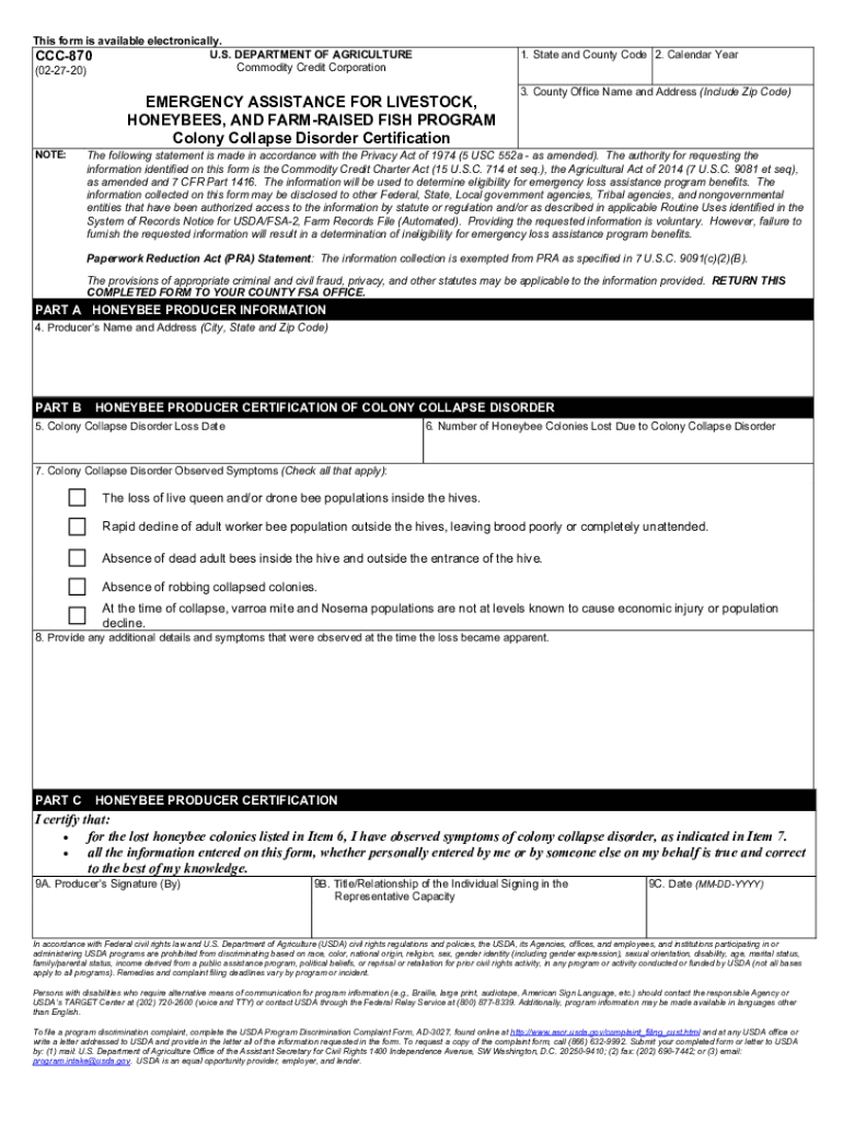 Fillable Online Farm Service Agency - ELAP - LIVESTOCK ASSISTANCE Fax ...