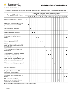 Fillable Online ehs ucf Workplace Safety Training Matrix Fax Email ...
