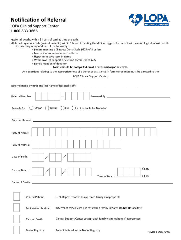 Fillable Online Hospital Referral Form Fax Email Print - pdfFiller