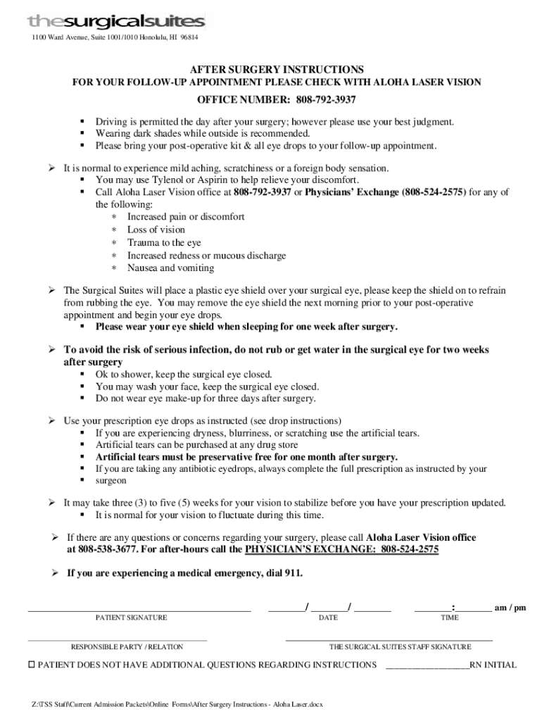 Fillable Online LASIK Laser Eye Surgery Aloha Laser Vision Honolulu ...