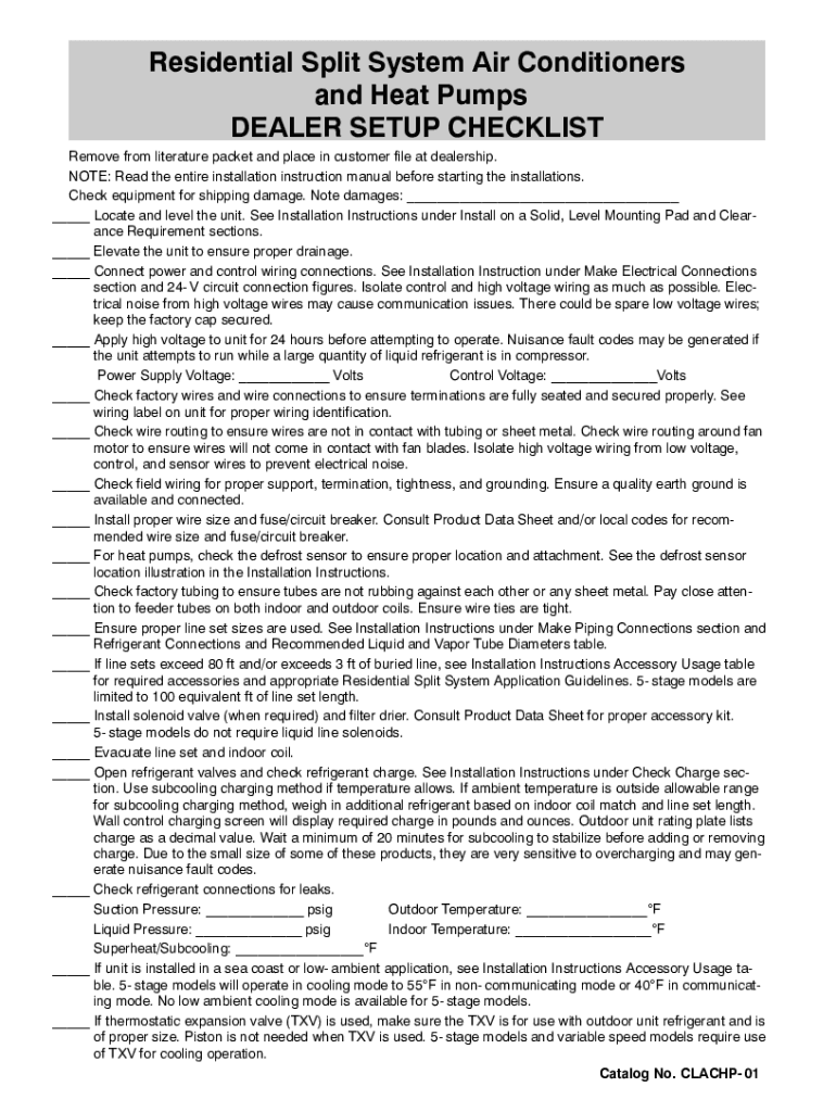 Fillable Online Residential Split System Air Conditioners and Heat Pumps DEALER ... Fax Email ...