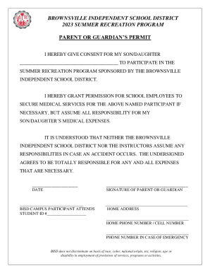 Fillable Online Summer Programs - Brownsville Independent School ...