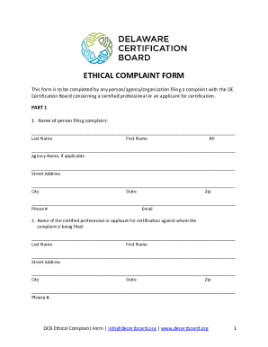 Fillable Online Ethical Complaint Form Fax Email Print - pdfFiller