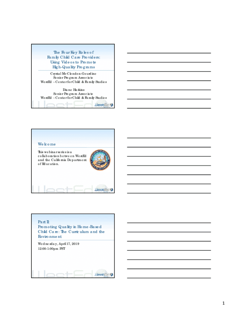 Fillable Online The Four Key Roles of Family Child Care Providers Part ...