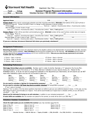 Fillable Online Placement Sheet - SUMMER - 2020 -letterhead.docx Fax Email Print - pdfFiller