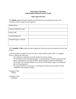 Fillable Online Chair Approval Form (for Undergraduate Student Research ...