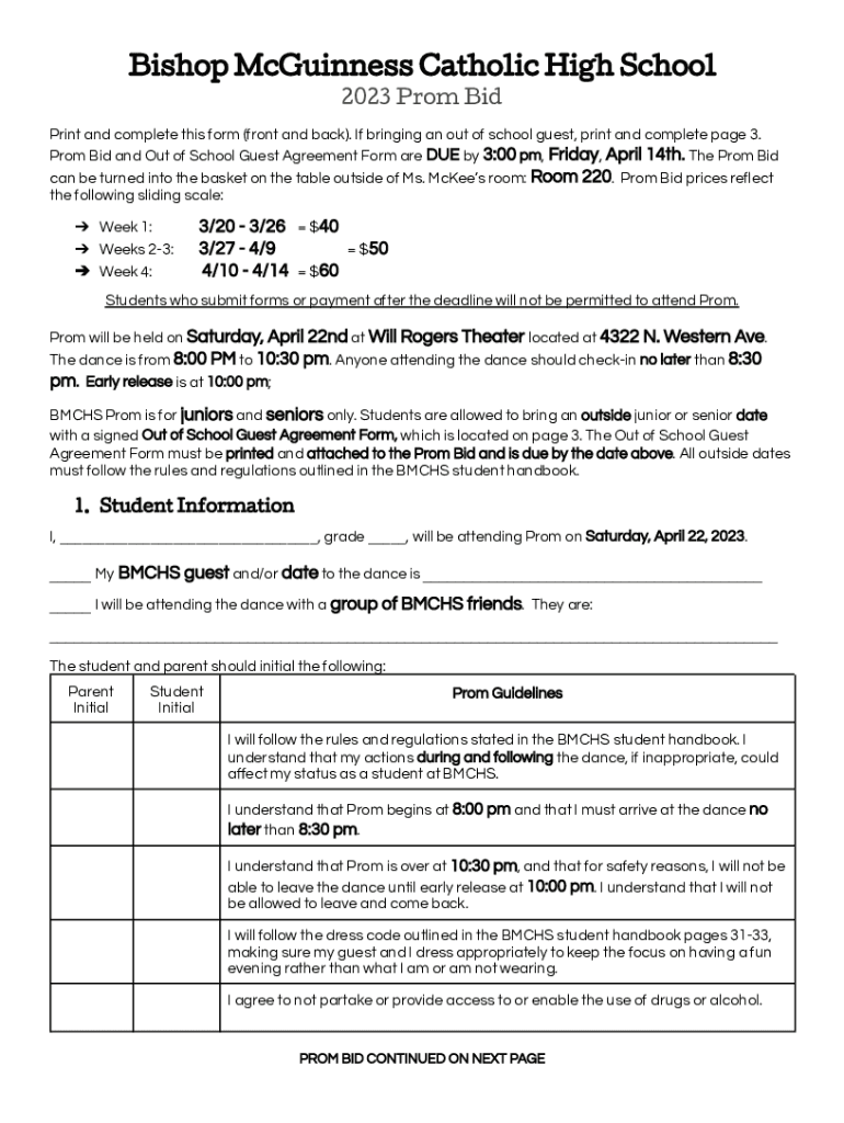Fillable Online Forms & Handouts - Bishop McGuinness High School Fax ...