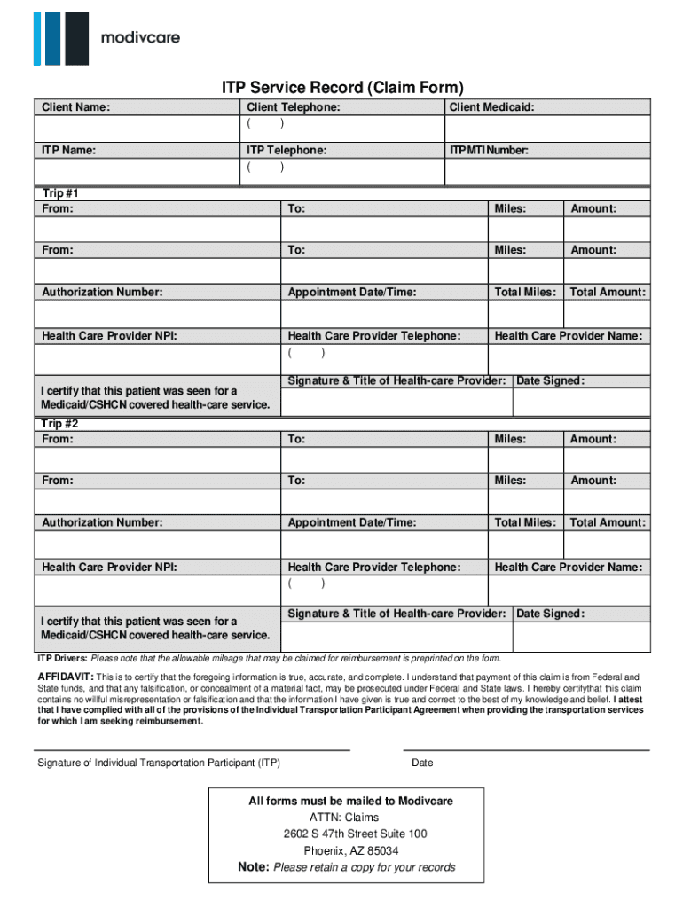 Fillable Online Itp Service Record FormFill Out and Use This PDF Fax ...