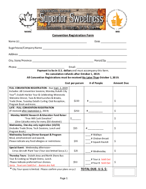 Fillable Online Convention Registration Form TOTAL DUE Fax Email Print - pdfFiller