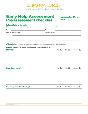 Fillable Online Early Help Pre Assessment Form Fax Email Print - pdfFiller