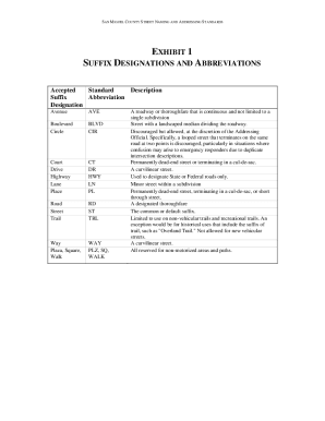 Fillable Online Street Suffix AbbreviationsMail Services Fax Email ...