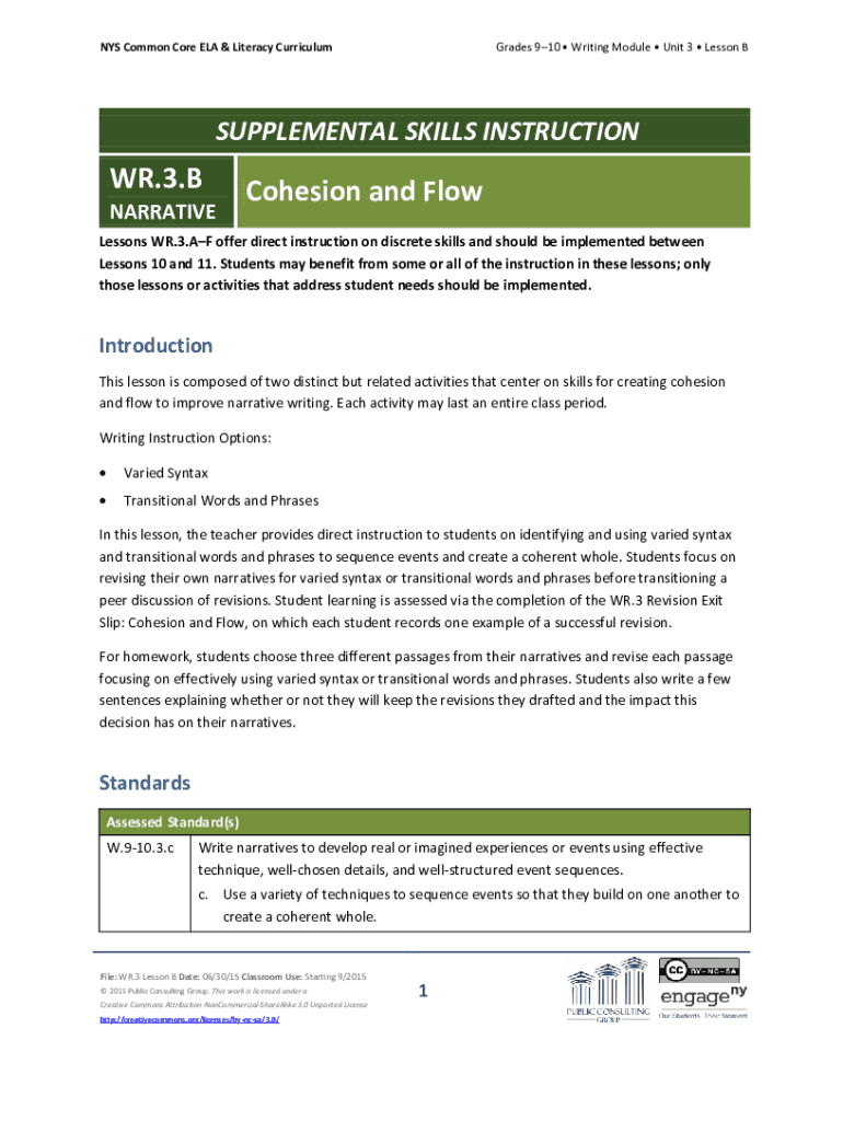 Fillable Online WR.3.B Cohesion and Flow Fax Email Print - pdfFiller