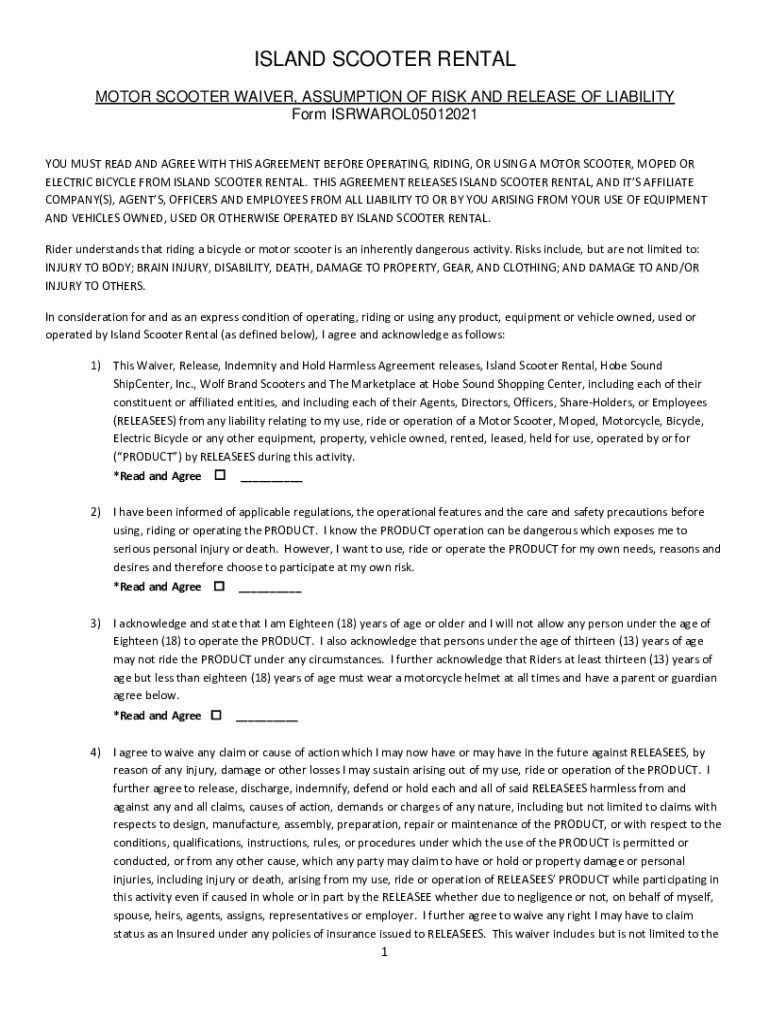 Fillable Online Rider AgreementE-mile: The Electric Ride Scooter Rental ...