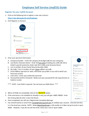 Fillable Online Registering for ESS (Employee Self Service) Information ...