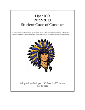 Fillable Online Lipan ISD - Student Code of Conduct Fax Email Print ...