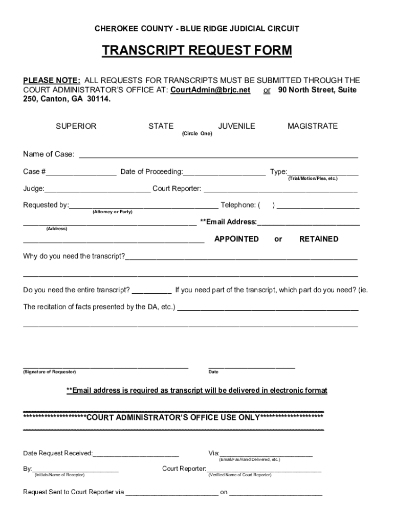 Fillable Online CRIMINAL TRANSCRIPT REQUEST FORM Fax Email Print ...