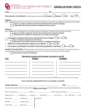 Fillable Online GRADUATION CHECK Fax Email Print - pdfFiller