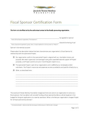 Fillable Online What Is a Fiscal Sponsor? Start Your New Nonprofit ...