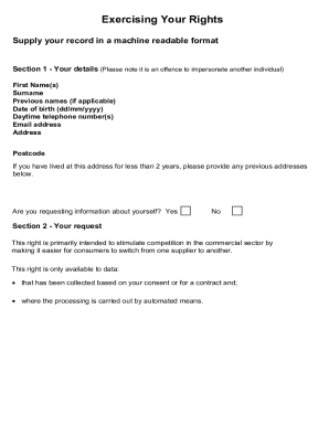 Fillable Online Subject Access Request Form -Supply your record in a ...