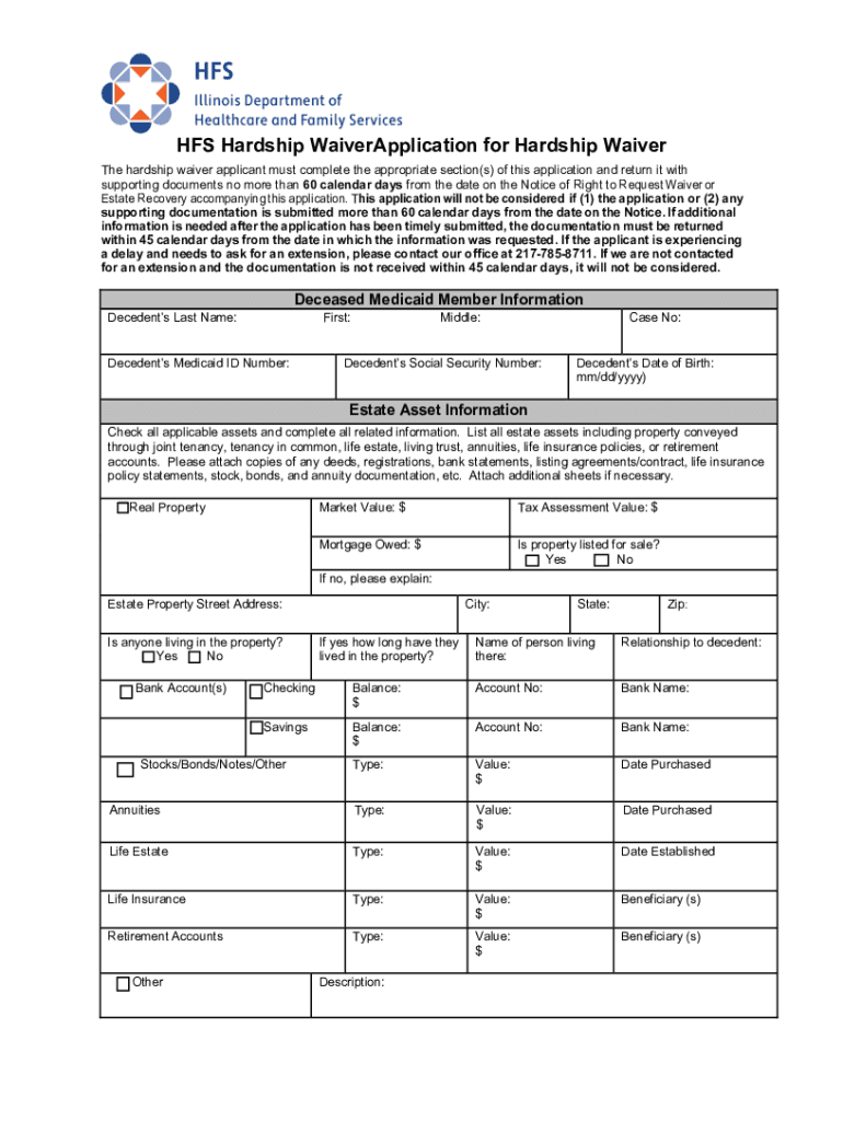 Fillable Online hfs illinois Home Care Nursing (HCN) Hardship Waiver ...