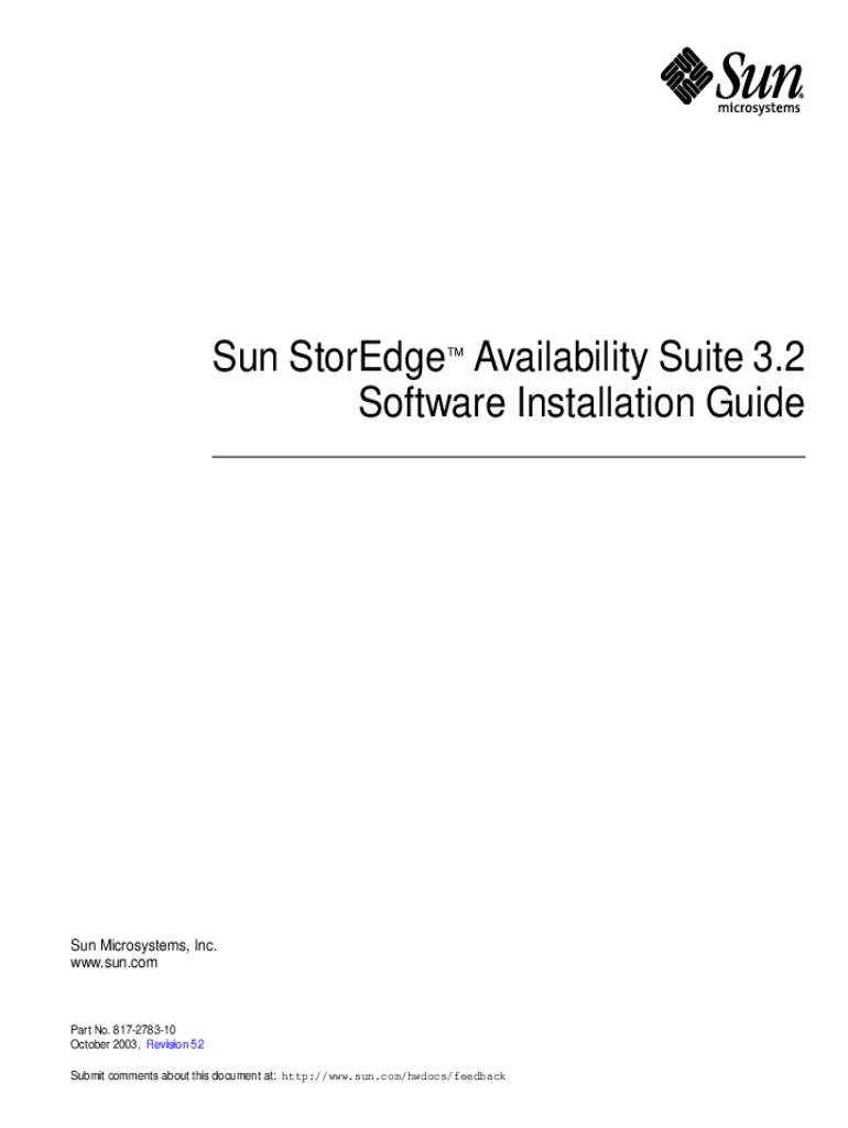Fillable Online Sun StorEdge Availability Suite 3.2 Software ...