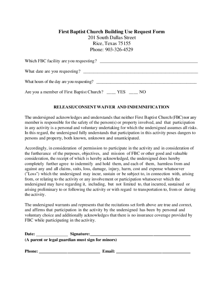 Fillable Online Building Usage Request Form Fax Email Print - pdfFiller