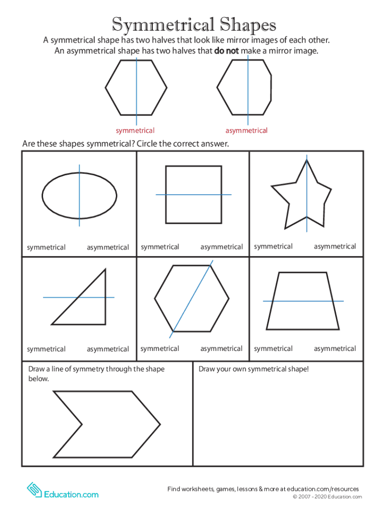 Fillable Online Symmetry For Kids (Symmetrical & Asymmetrical Shapes ...