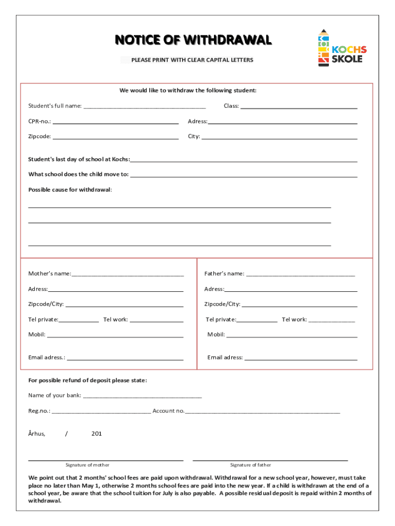 Fillable Online Withdraw Your Child from Public School in Texas - THSC ...