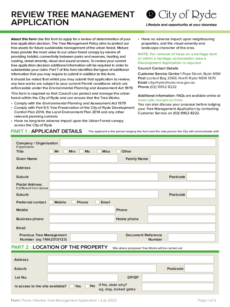 Fillable Online TREE MANAGEMENT PLAN REVIEW APPLICATION Fax Email Print ...