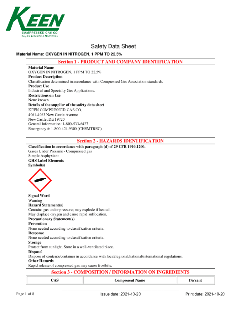 Fillable Online material safety data sheet - calibration check gas 1 ...