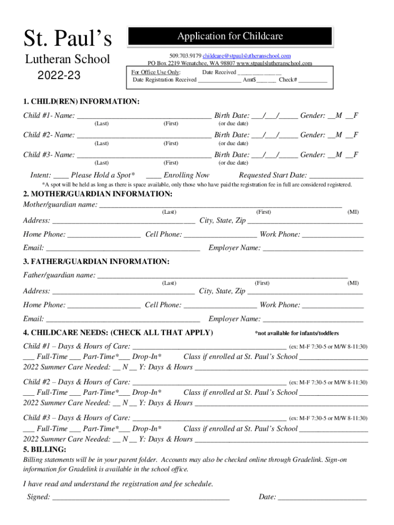 Fillable Online CHILD(REN) INFORMATION: Fax Email Print - pdfFiller