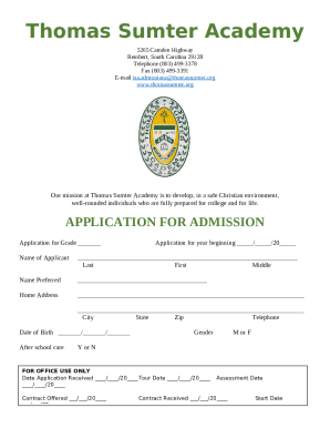 THOMAS SUMTER ACADEMY Employees, Location, Alumni Doc Template | pdfFiller