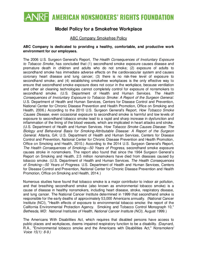 Fillable Online Samples of no smoking policies - Cozzal.com Fax Email ...