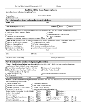 Fillable Online Deaf-Blind Child Count Reporting Form Part I ...