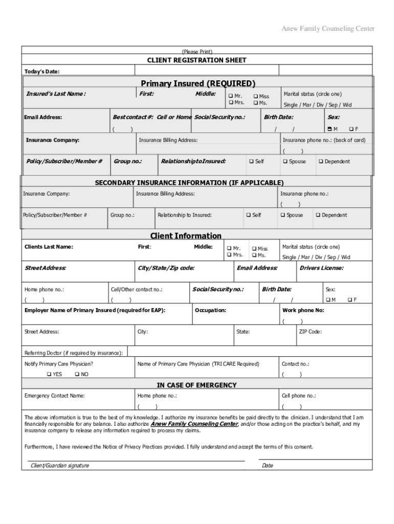 Fillable Online Primary Insured (REQUIRED) Client Information Fax Email Print - pdfFiller