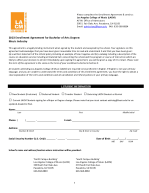 Fillable Online Enrollment Agreement Form - Arcadia Abroad Fax Email ...